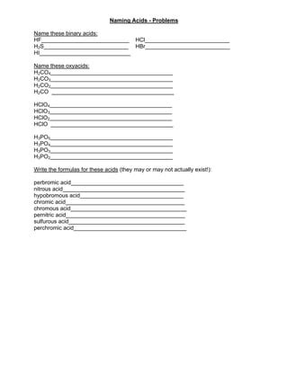 Naming Acids Worksheet Doc Practice Worksheet Naming Acids Worksheets Library