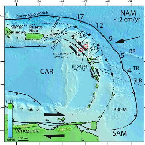 Major Active Tectonic Structures Of The Lesser Antilles Arc Modified
