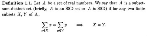 Combinatorics What Do You Call A Set Whose Subsets All Have Unique Sums Mathematics Stack