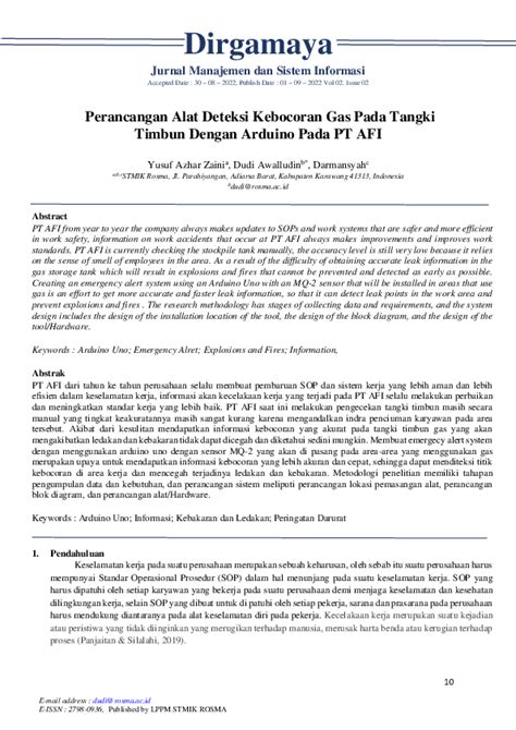 Pdf Perancangan Alat Deteksi Kebocoran Gas Pada Tangki Timbun Dengan