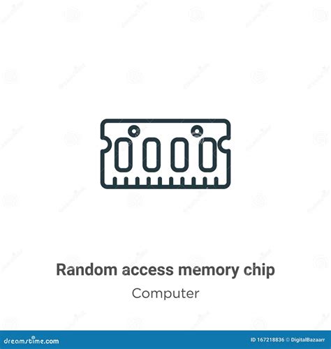 Random Access Memory Chip Outline Vector Icon Thin Line Black Random