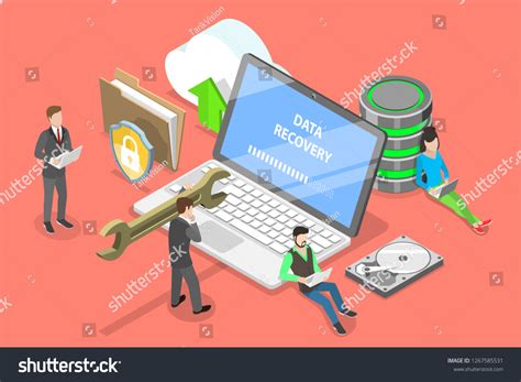 Isometric Flat Vector Concept Data Recovery Stock Vector Royalty Free 1267585531