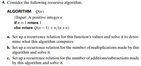 Solved 4 Consider The Following Recursive Algorithm Chegg