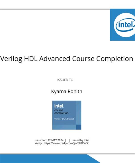 Rohith Kyama On Linkedin Coursecompletion Veriloghdl Intel