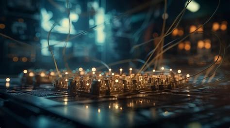 Premium Photo Electronic Circuit Board With Microchips Closeup Generative Ai