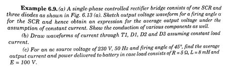 Solved Example A A Single Phase Controlled Rectifier Chegg