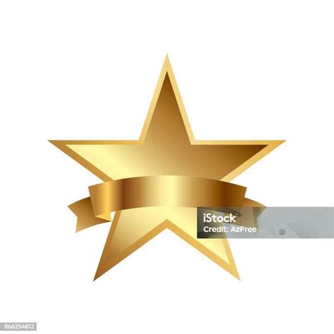 벡터 일러스트 레이 션 텍스트 위한 공간 반짝 리본 골드 스타 수상 유명 인사에 대한 스톡 벡터 아트 및 기타 이미지 유명 인사 명성 별 모양 Istock