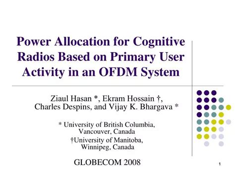 Ppt Power Allocation For Cognitive Radios Based On Primary User