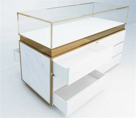 Square Jewelry Store Counter Design Glass Display Table For Sale