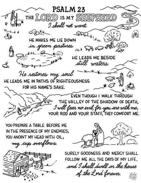 Psalm 23 The Lord Is My Shepherd Printable Coloring Page Etsy
