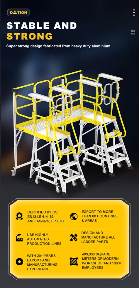 High Quality Aluminium Work Platform Ladder High Frequency Work Big