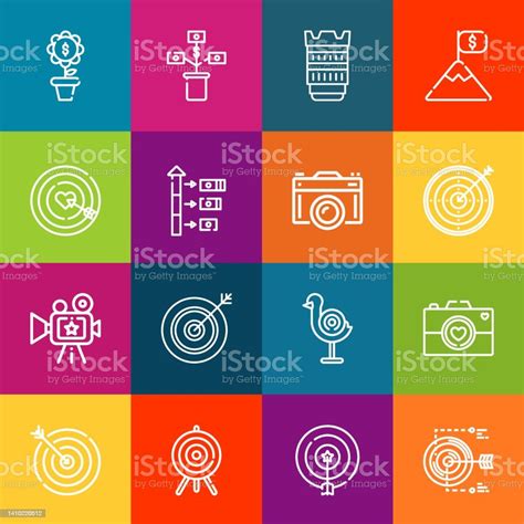 객관적인 요소의 현대 얇은 선 아이콘 세트 프리미엄 품질 개요 기호 컬렉션 간단한 모노 선형 픽토그램 팩 웹 그래픽을 위한