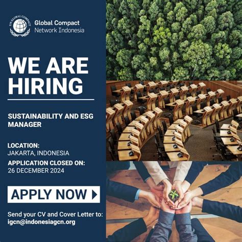 Hiring Sustainabilityjobs Esgmanager Igcn Jakartajobs Ungc Evy R