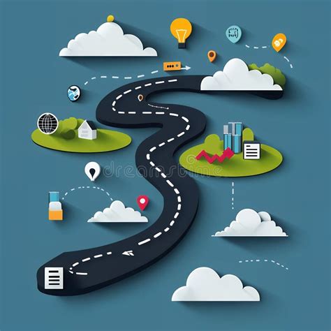 Abstract Road Map Concept Business Journey Success Growth Strategy Planning Stock Illustration