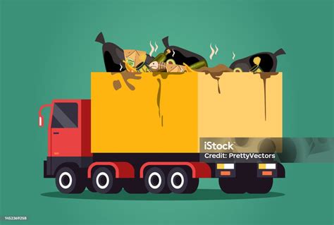 쓰레기 트럭 폐기물 재활용 쓰레기 자동차 쓰레기통 개념 벡터 그래픽 디자인 그림 요소 거절하기에 대한 스톡 벡터 아트 및 기타 이미지 거절하기 교통 관련 직업 기계류