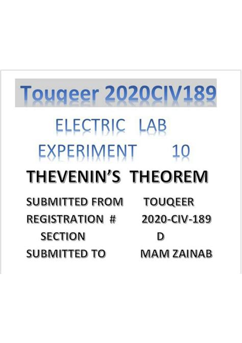 SOLUTION Thevenin S Theorem Experiment Using Ltspice Studypool