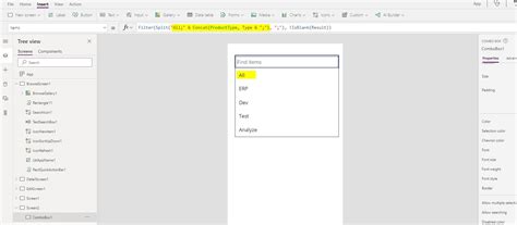 solved selecting all or specific item in combobox onsta power platform community