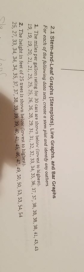 Solved Stem And Leaf Graphs Stemplots Line Graphs Chegg