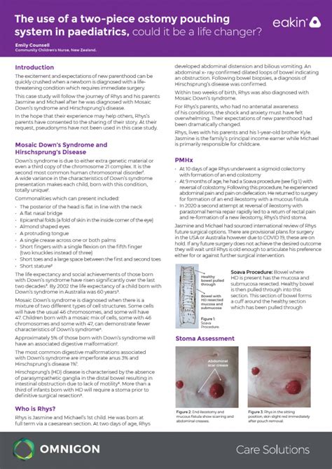 The Use Of A Two Piece Ostomy Pouching System In Paediatrics Could It