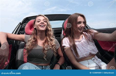 Two Young Women Enjoying A Trip In The Car Stock Image Image Of Life