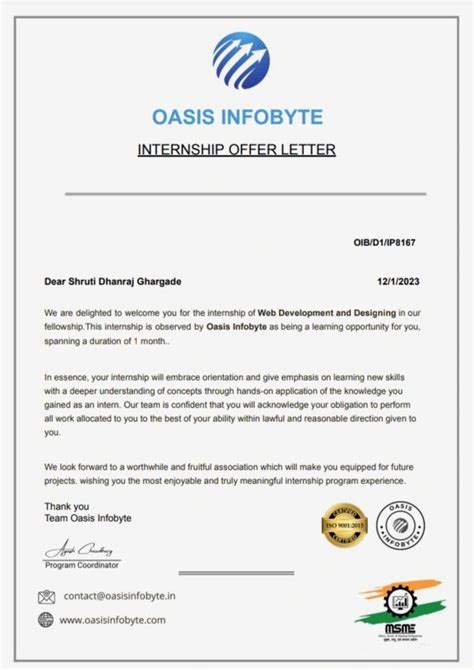 shruti ghargade on linkedin oasisinfobyte oasisinfobyteinternship