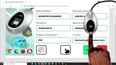 Finger Capture Using Aratek A600 Fingerprint Scanner Biometrics