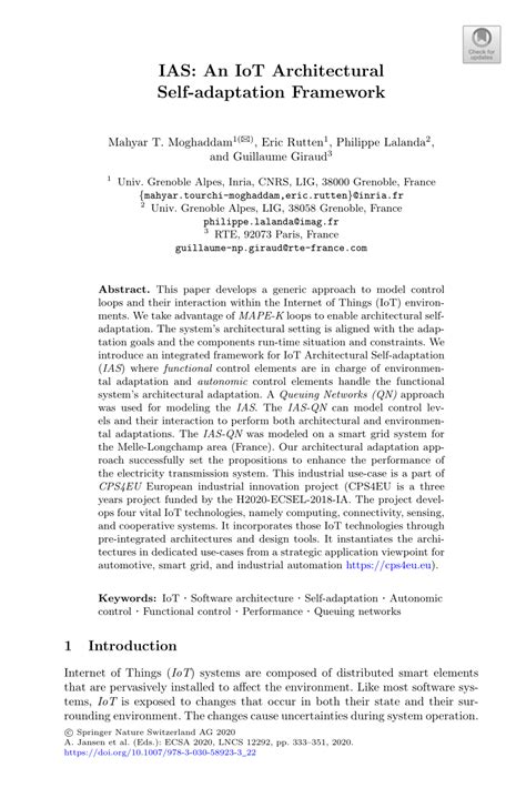 Pdf Ias An Iot Architectural Self Adaptation Framework