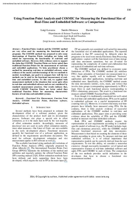 Pdf Using Function Point Analysis And Cosmic For Measuring The