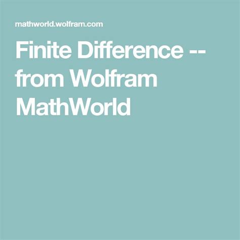 Finite Difference From Wolfram Mathworld Tower Of Hanoi Math