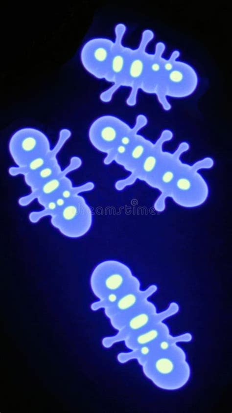 Glowing Microorganisms Under Uv Light In Dark Background Stock Illustration Illustration Of