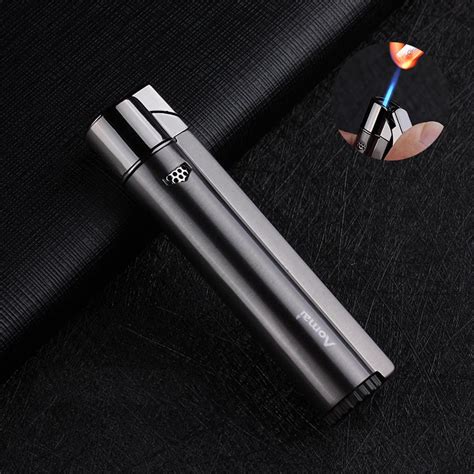 금속 제트 토치 라이터 긴 스트라이프 터보 부탄 가스 1300 C 방풍 라이터 스트레이트 파이어 용접 시가 담배 라이터담배