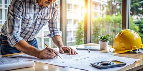 Architectural Design Plans On Table Stock Illustration Illustration