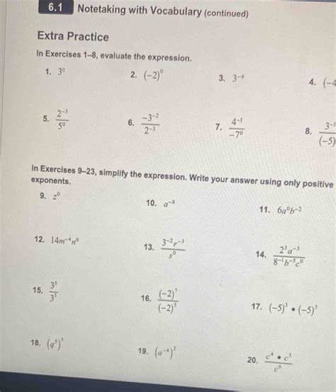 solved 6 1 notetaking with vocabulary continued extra practice in