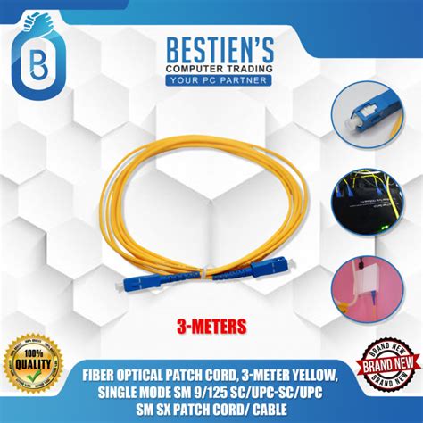 FIBER OPTICAL PATCH CORD 3 Meter YELLOW SINGLE MODE SM 9 125 SC UPC SC UPC SM SX Patch Cord