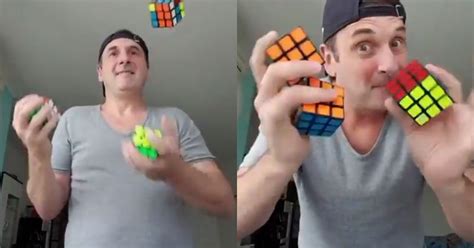Viral Video Man Solves 3 Cubes While Juggling Them