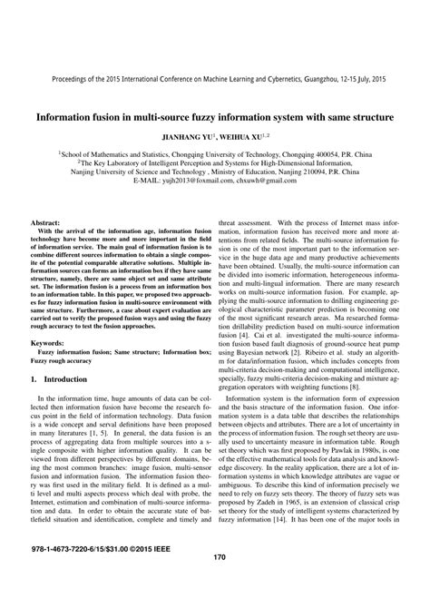 pdf information fusion for multi source fuzzy information system with