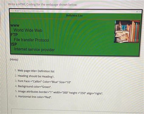 solved write a html coding for the webpage shown below
