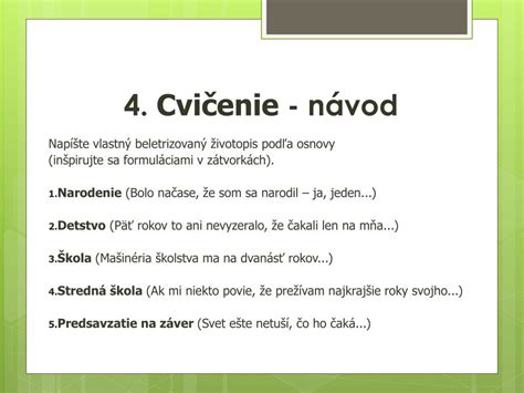 Ppt Rukoväť Na Písanie Slohovej Práce Beletrizovaný životopis
