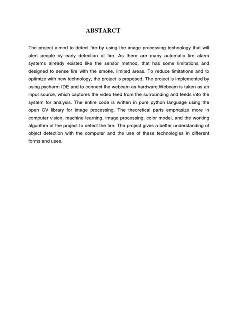 Computer Vision Based Early Fire Detection Using Machine Learning Pdf