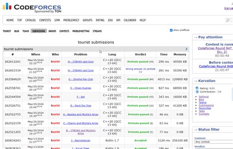 Just Some Tourist Things Codeforces