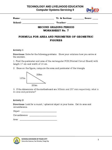 Tle Css9 Q2 Dw7 Pdf Area Length
