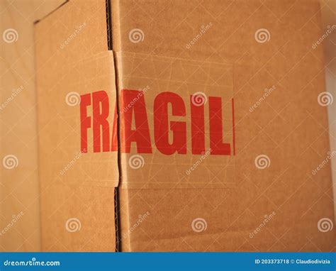 Fragile Cardboard Box Stock Photo Image Of Shipping 203373718