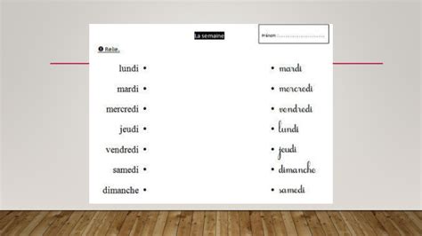 Jour De La Semaine Дні тижня