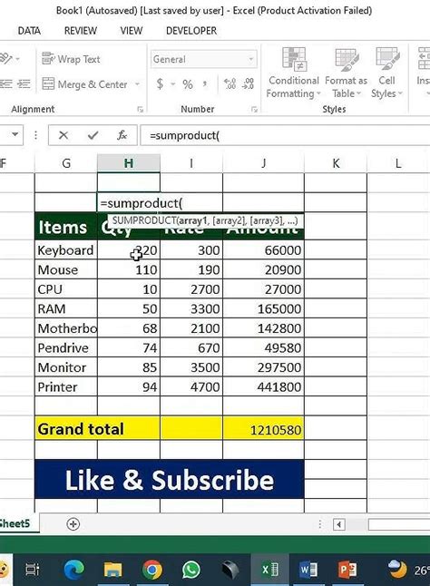 In Excel Sumproduct Function With Example Direct Grand Total Formula
