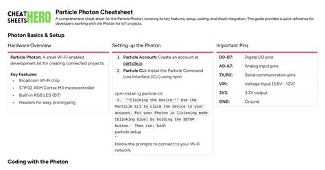 Particle Photon Cheatsheet Cheat Sheets Hero