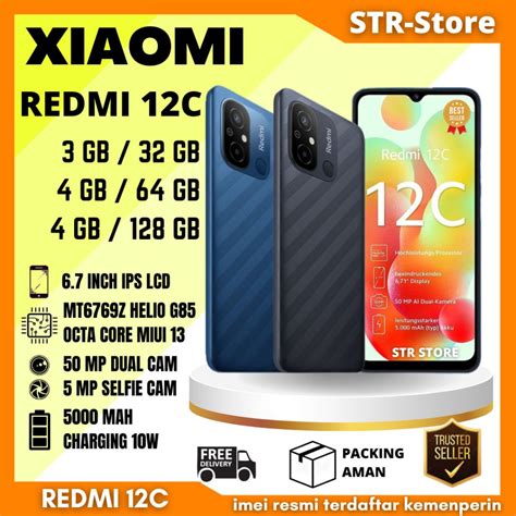 Jual XIAOMI REDMI 12C 4 128 GB REDMI 12C 4 64 GB REDMI 12C 3 32 GB RESMI ANDROID MURAH BAGUS