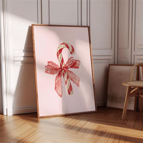 Candy Cane Poster Girly Christmas Poster Pink Christmas Poster Coquette Christmas Poster