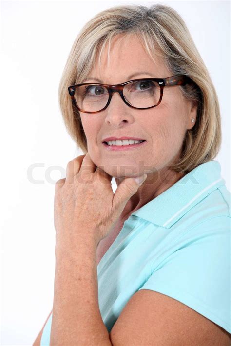 Older Woman Wearing Glasses Stock Image Colourbox