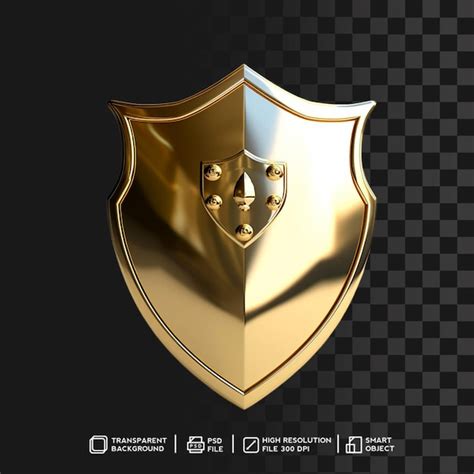 Premium Psd Abstract Golden Metallic Shiny Shield 3d Render With