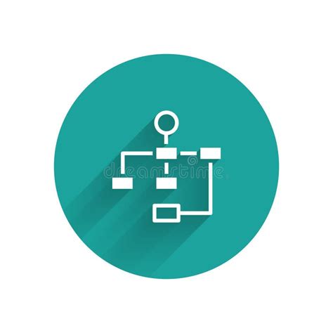 White Business Hierarchy Organogram Chart Infographics Icon Isolated With Long Shadow Background